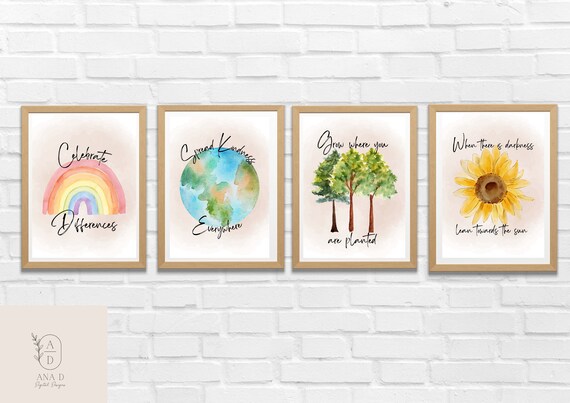 WATERCOLOR Classroom Posters Set of 4 - Etsy