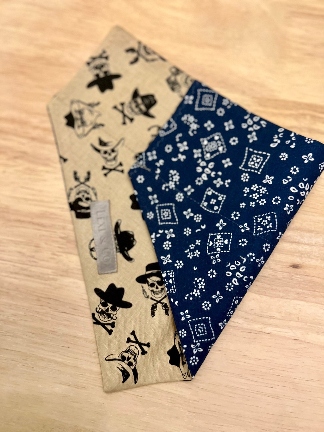 Bad to the Bone Bandana ,handmade, Hand Sewn, Reversible, Collar ...