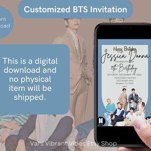 Customized BTS Invitation Blue & Grey Themed BTS Party - Etsy