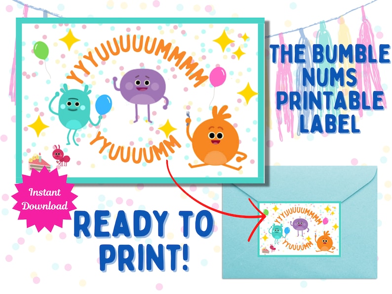 Bumble Nums Birthday Party Labels: Printable Decorations (PDF) - Etsy