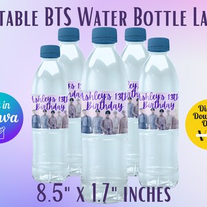 Editable BTS Water Bottle Label | DIGITAL DOWNLOAD | Bts Birthday ...
