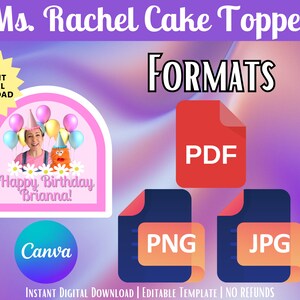 Ms. Rachel Birthday Cake Topper: Editable Party Decoration (digital ...