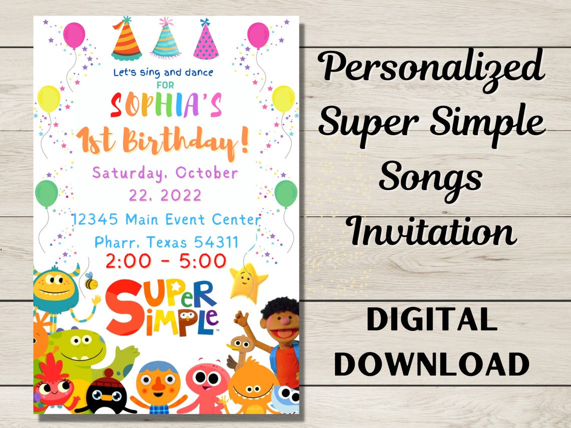 Customized Super Simple Songs Invitation Print and Digital - Etsy UK