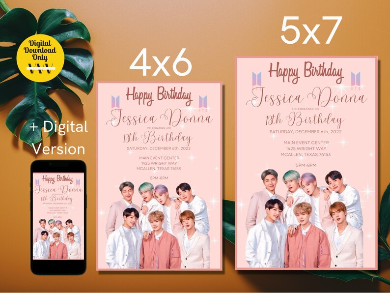 Custom BTS Birthday Invitation: Kpop Party Template (digital Download ...