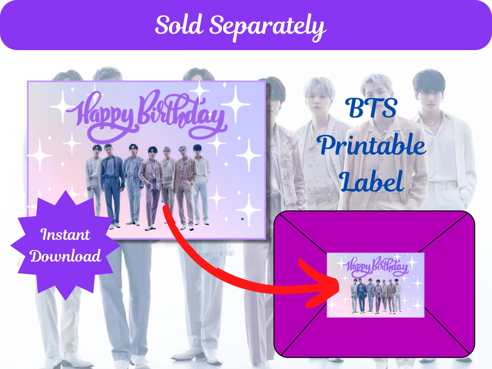 BTS Birthday Party Water Bottle Label: We Purple You Decor (instant ...