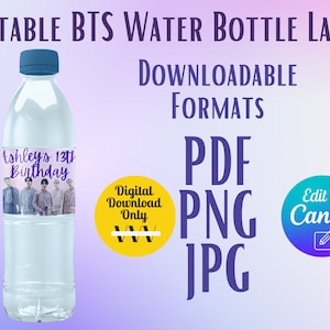 Editable BTS Birthday Water Bottle Label (digital Download) - Etsy