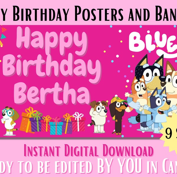 Bluey Birthday Posters - Etsy