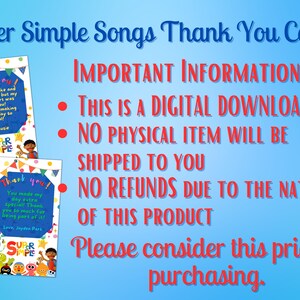 Super Simple Songs Thank You Card: Editable Template (digital Download ...