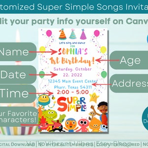 Customized Super Simple Songs Invitation Print and Digital Invites ...