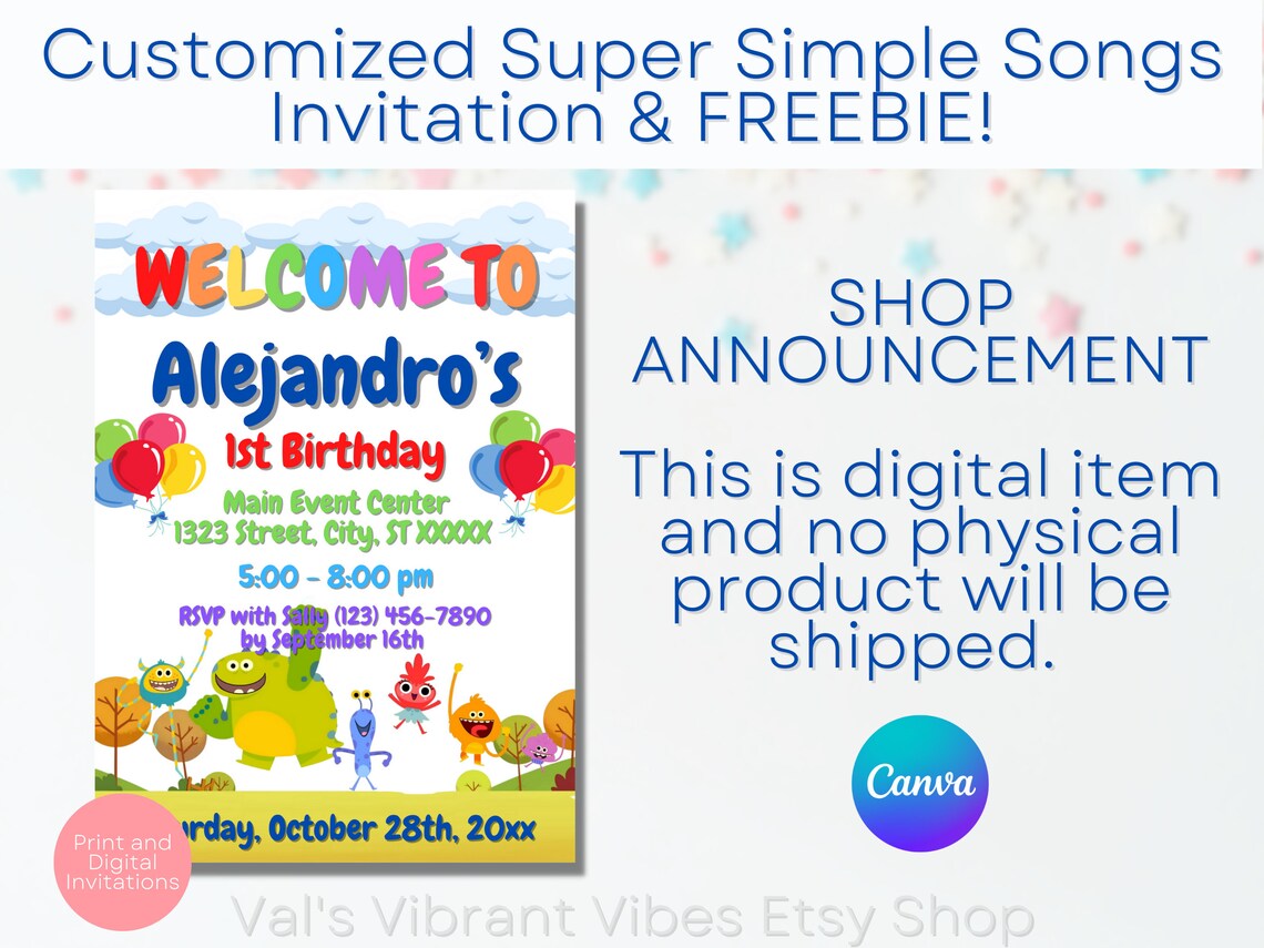 Customized Super Simple Songs Invitation Super Simple Songs - Etsy