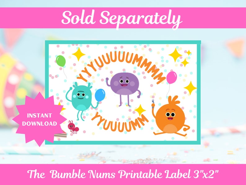 Bumble Nums Birthday Party Water Bottle Label (PDF) - Etsy