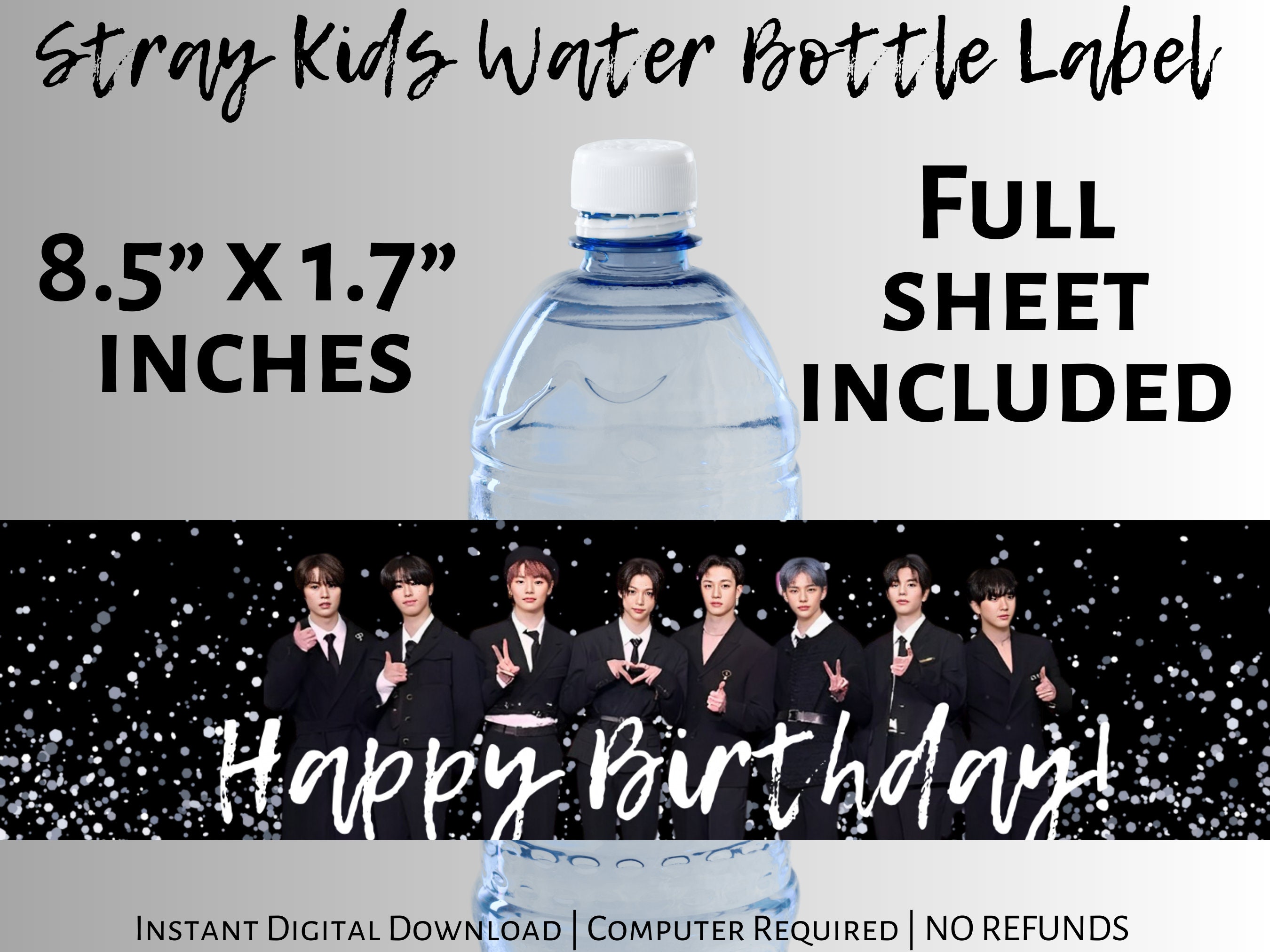 Stray Kids 5 Star Water Bottle Label Instant Digital - Etsy