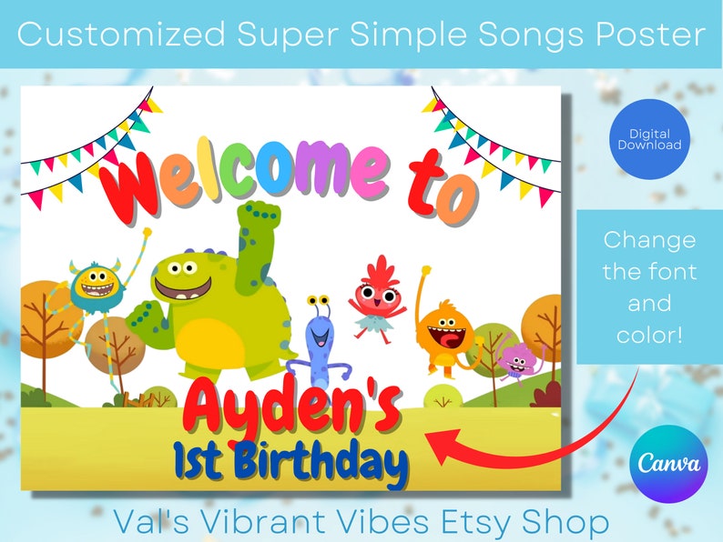 Super Simple Songs Welcome Poster Happy Birthday Editable - Etsy