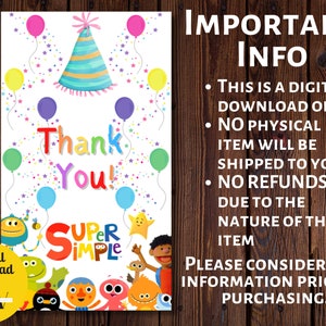 Printable Super Simple Songs Gift Tag, Printable Birthday Party ...