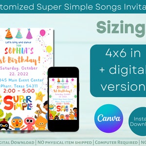 Customized Super Simple Songs Invitation Print and Digital Invites ...