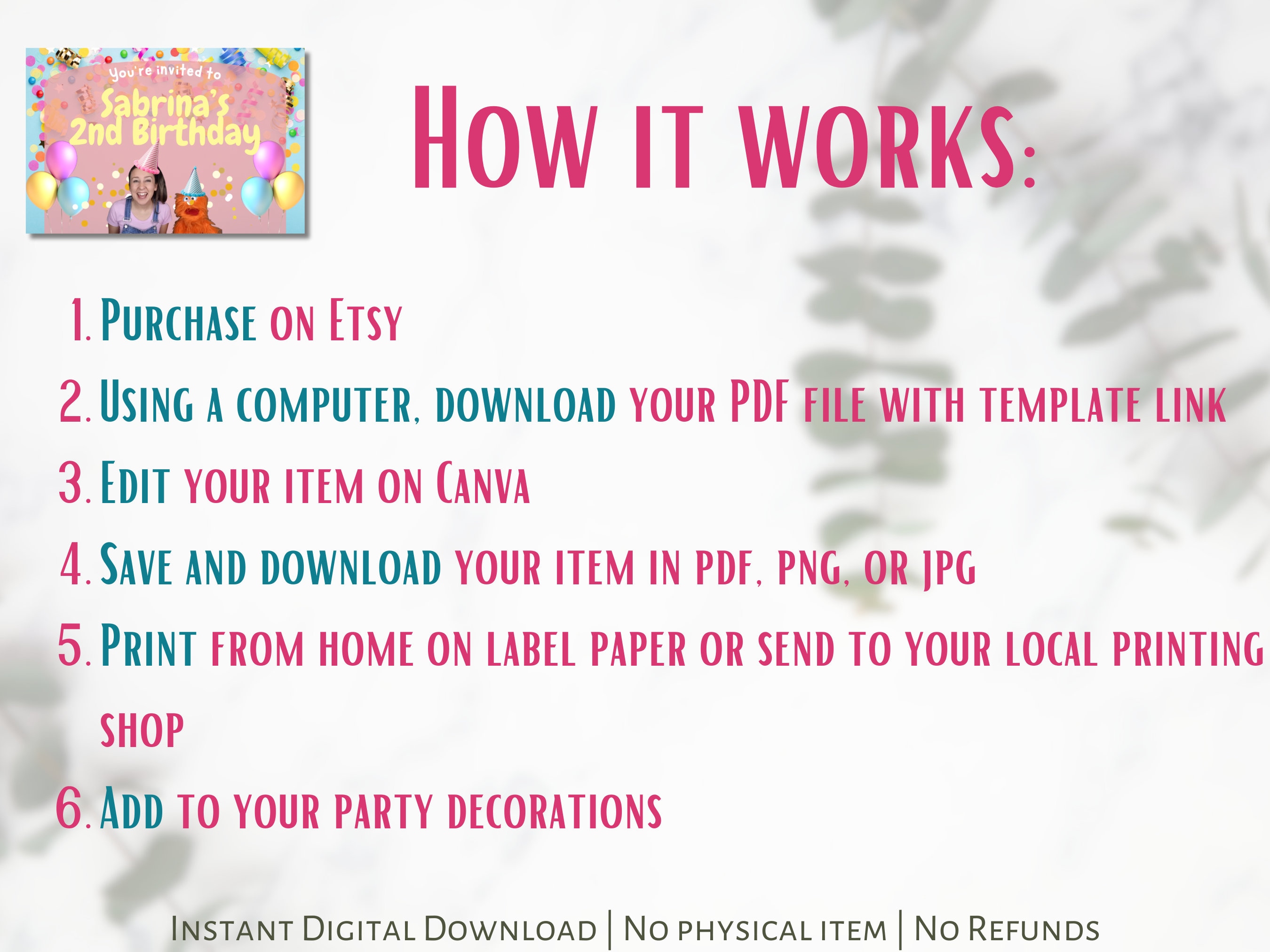 Custom Ms. Rachel Birthday Label: Printable Party Favor (canva Template ...