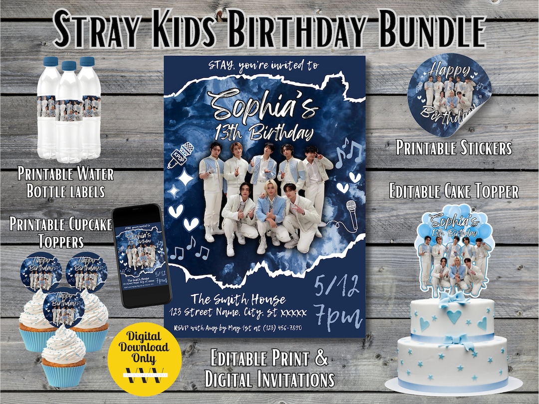 Stray Kids Birthday Bundle | DIGITAL DOWNLOAD ONLY | Editable ...