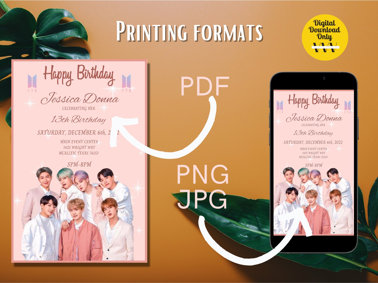 Custom BTS Birthday Invitation: Kpop Party Template (digital Download ...