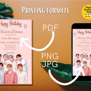 BTS Print and Digital Invite | Custom BTS Party Invitations | Kpop ...