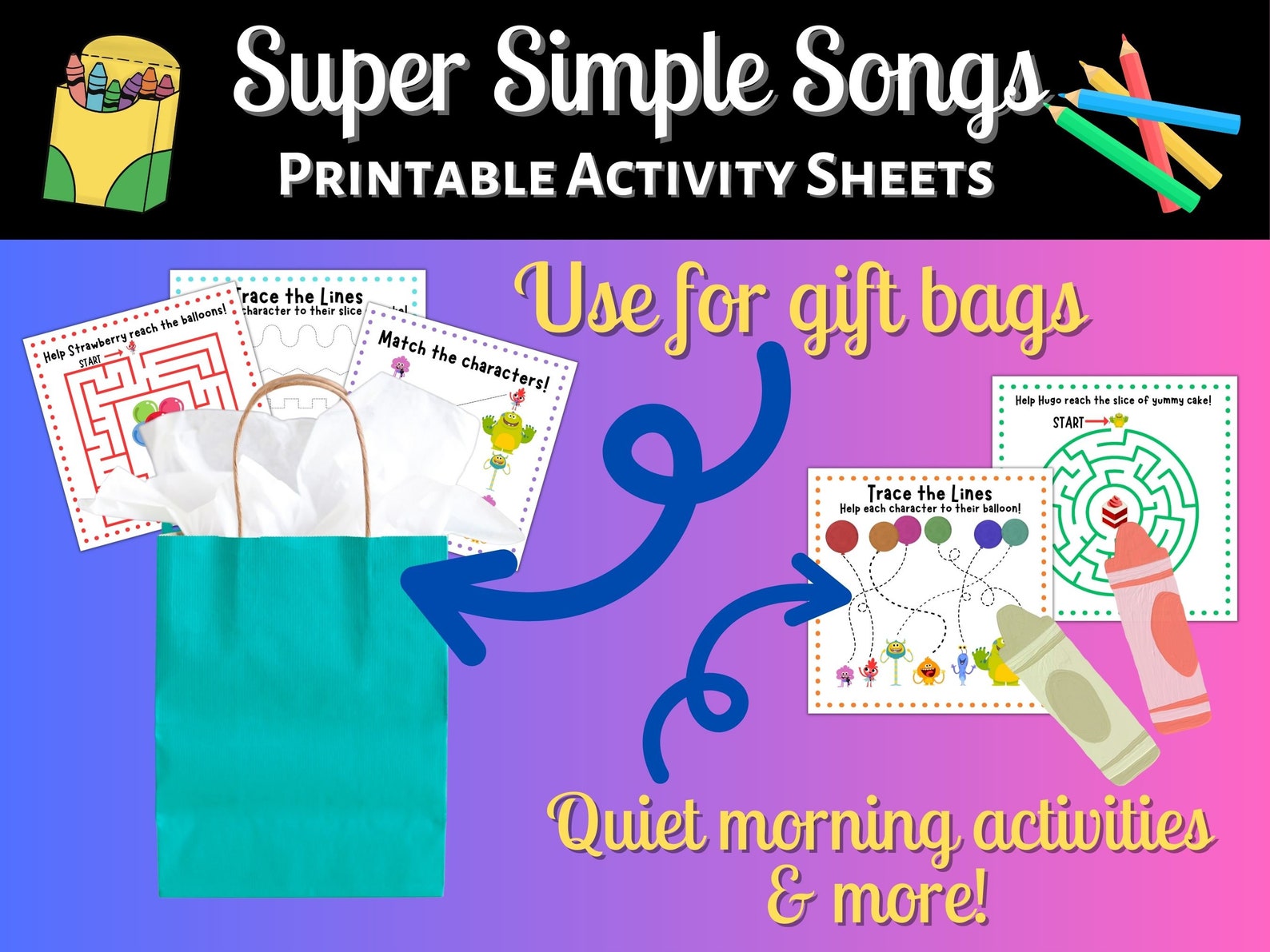 Super Simple Songs Activity Sheets Printable Pdfs 3 Sizes - Etsy