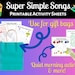 Super Simple Songs Activity Sheets Printable Pdfs 3 Sizes - Etsy