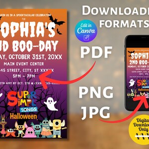 Editable Super Simple Songs Halloween Invitation Birthday Card Template ...