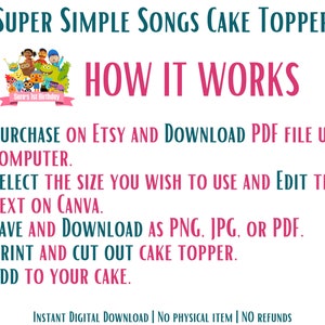 Super Simple Songs Cake Topper: Personalized Name, Editable Template ...
