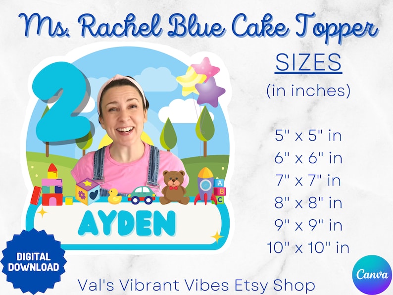 Customized Ms. Rachel Blue Cake Topper Ms. Rachel Party - Etsy