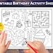 Printable Birthday Activity Sheets: Coloring Pages & Maze (PDF File) - Etsy