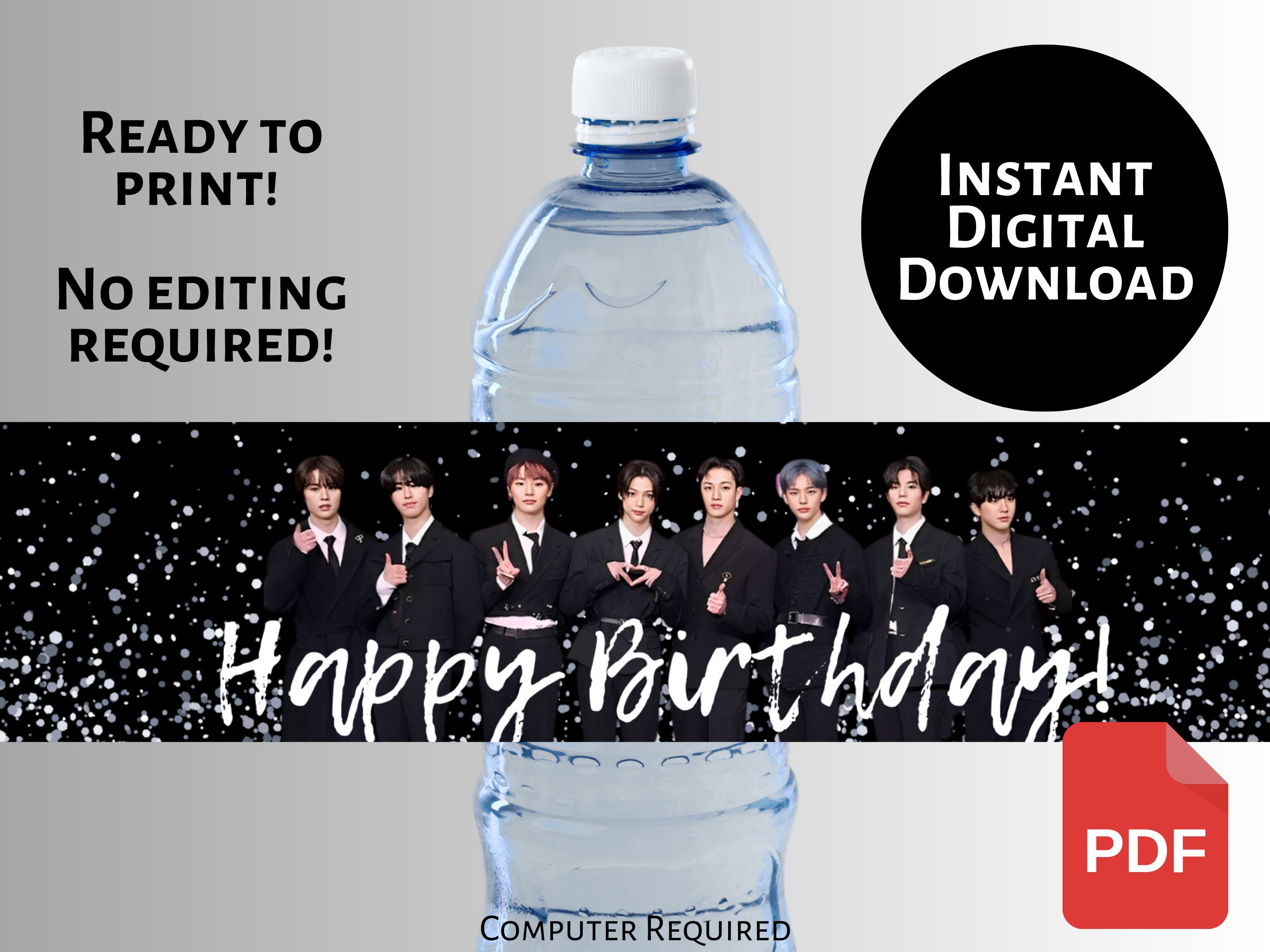 Stray Kids 5 Star Water Bottle Label Instant Digital - Etsy