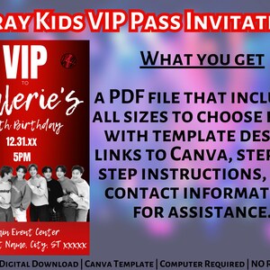 Custom Stray Kids VIP Pass Invitation: Canva Template (digital Download ...