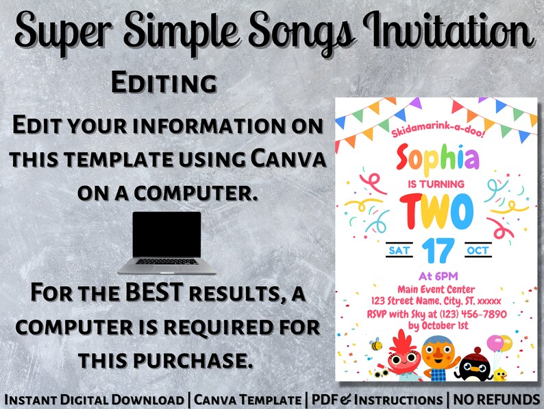 Customized Super Simple Songs Invitation FREEBIE Print and - Etsy