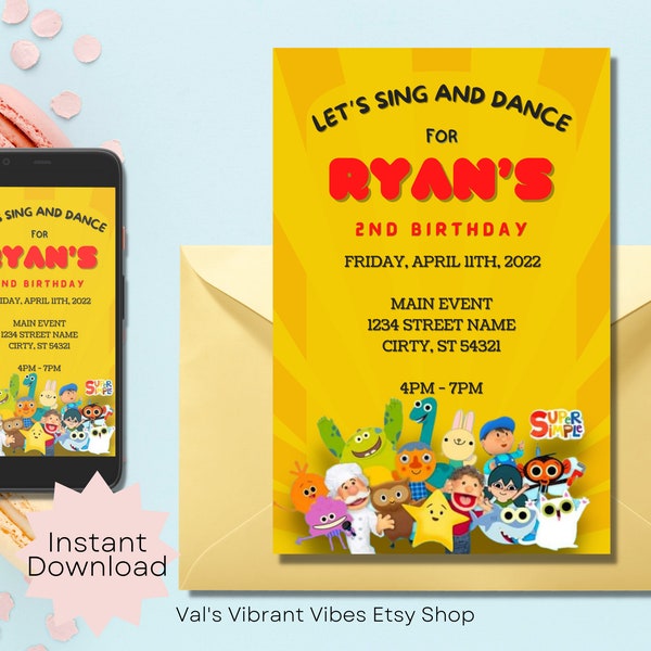 Super Simple Songs Birthday Invitation - Etsy