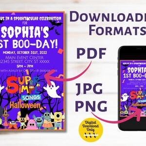 Editable Super Simple Songs Halloween Invitation, DIGITAL DOWNLOAD ...