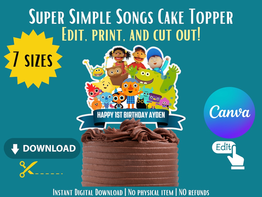 Super Simple Songs Cake Topper, Customizable Cake Topper, Instant ...