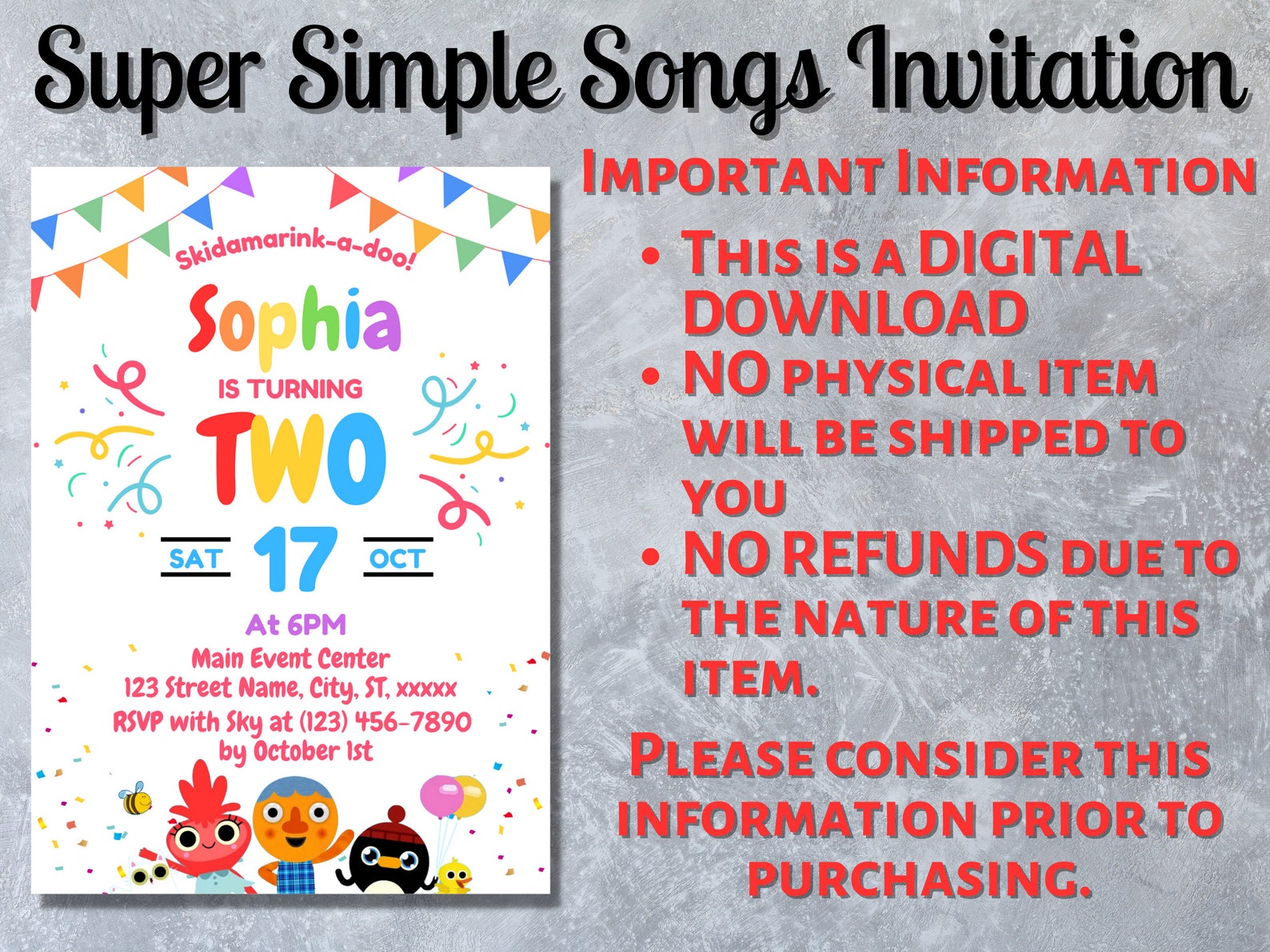 Customized Super Simple Songs Invitation FREEBIE Print and - Etsy