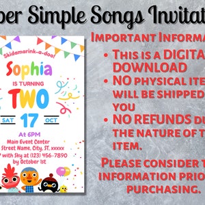 Customized Super Simple Songs Invitation + FREEBIE | Print and Digital ...