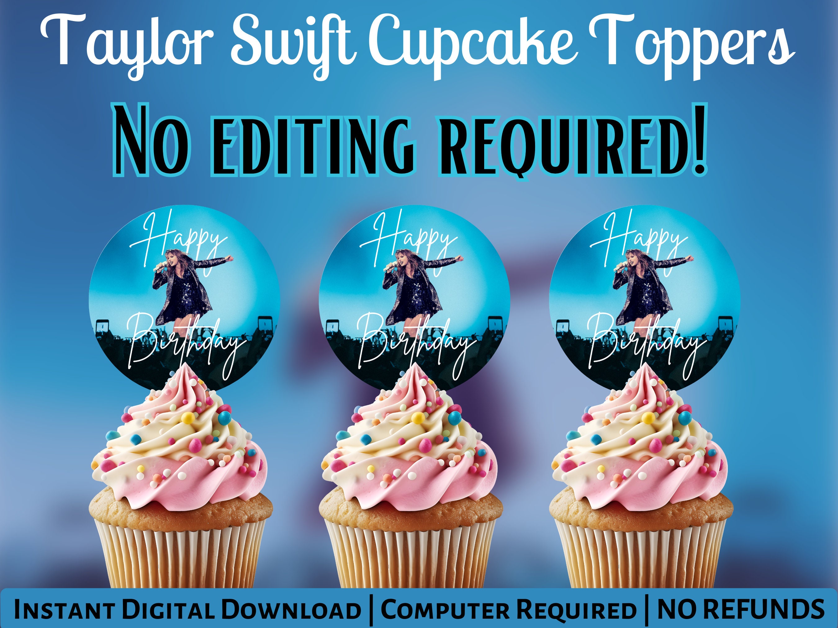 Printable Taylor Swift Cupcake Toppers Taylor Swift Birthday - Etsy