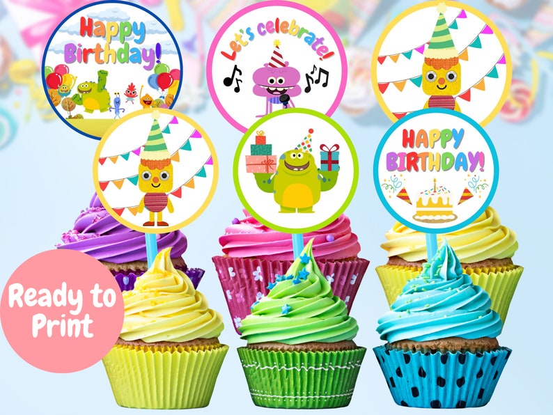 Super Simple Songs Birthday Cupcake Toppers 15-piece Set - Etsy