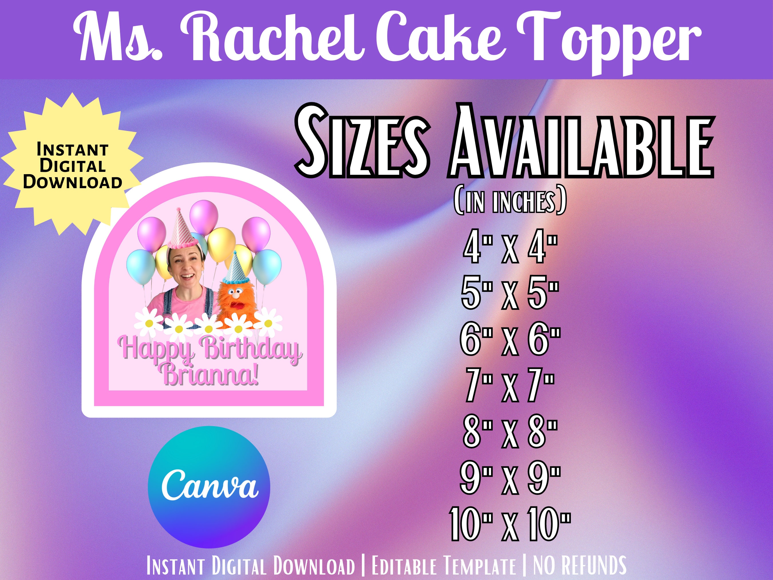 Ms. Rachel Cake Topper Instant Download Digital Download - Etsy Australia