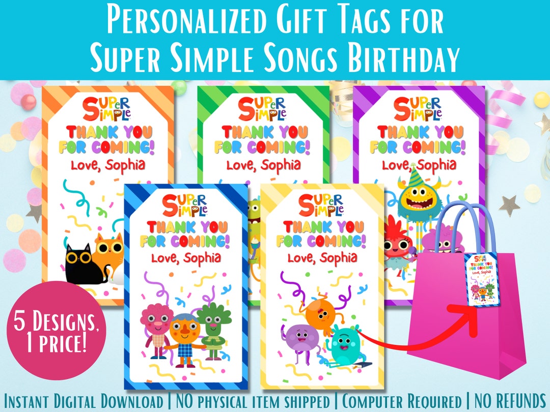Super Simple Songs Birthday Gift Tags: Editable Template (digital ...