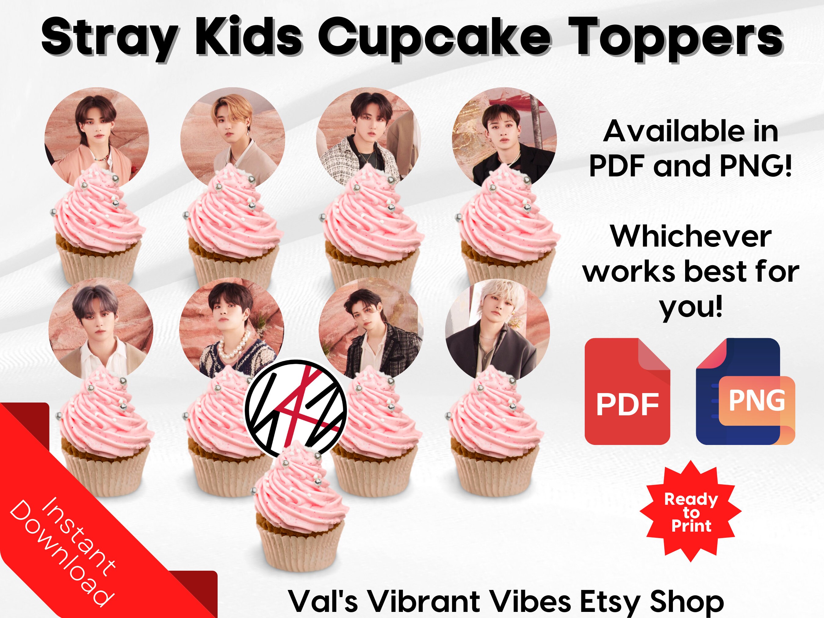 Stray Kids Cupcake Toppers | SKZ Birthday Decorations | 9-piece Set ...