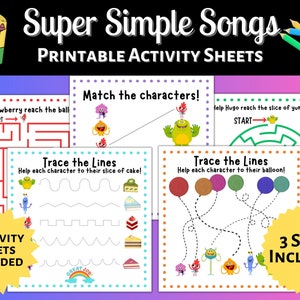 Super Simple Songs Activity Sheets | Printable Pdfs | 3 Sizes | Party ...