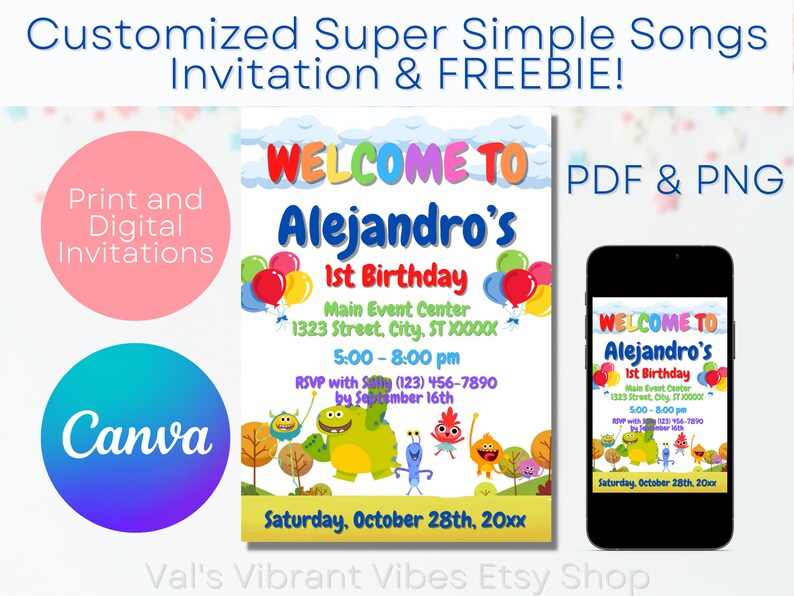 Customized Super Simple Songs Invitation Super Simple Songs - Etsy