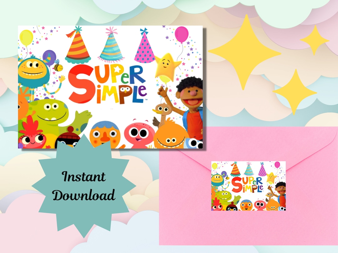 Super Simple Songs Printable Party Label, 3x2, PDF, PNG, Super Simple ...