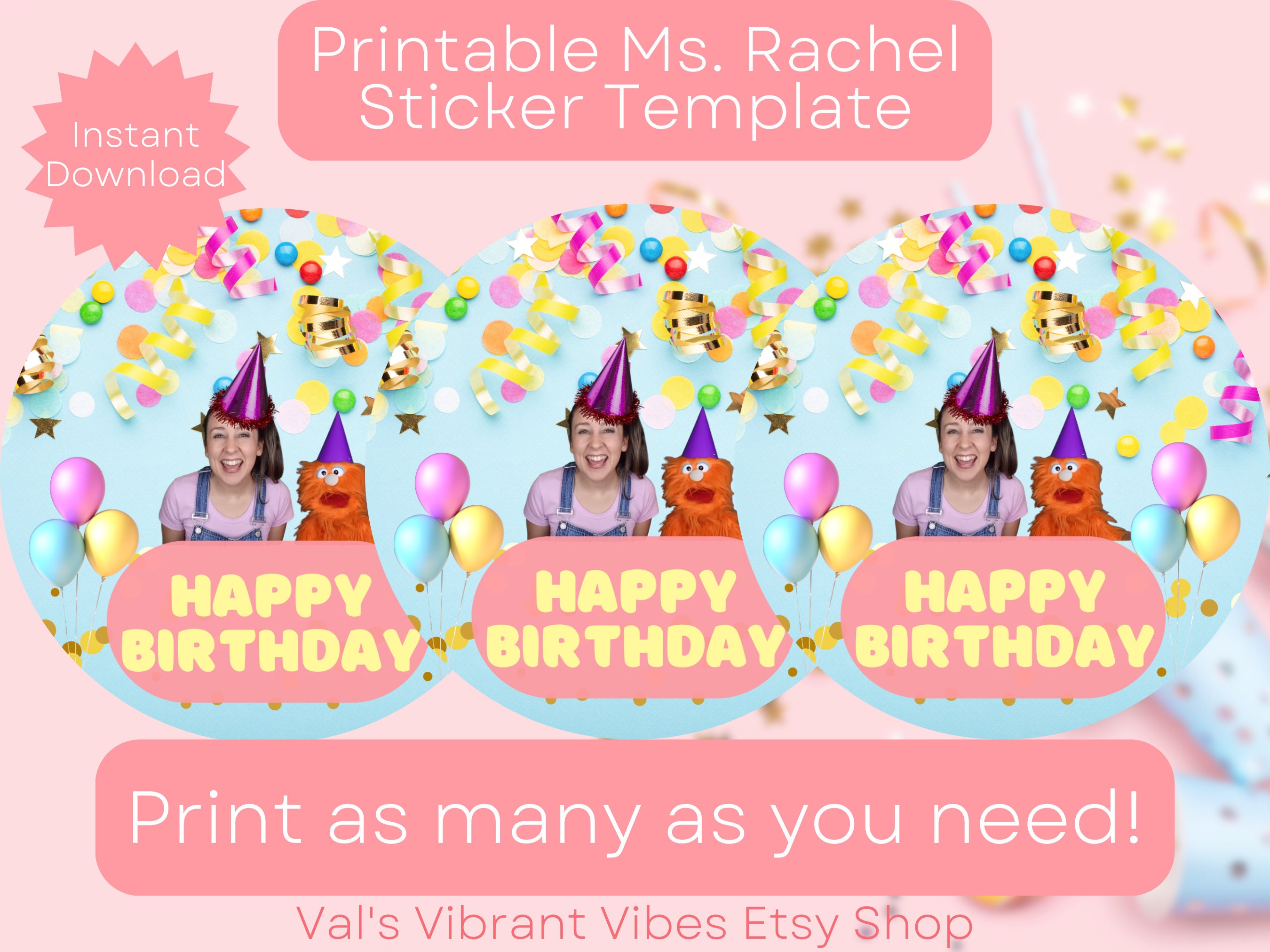 Printable Ms. Rachel Sticker Template Ready-to-print PDF - Etsy UK