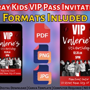 Custom Stray Kids VIP Pass Invitation: Canva Template (digital Download ...
