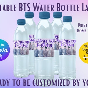 Editable BTS Birthday Water Bottle Label (digital Download) - Etsy