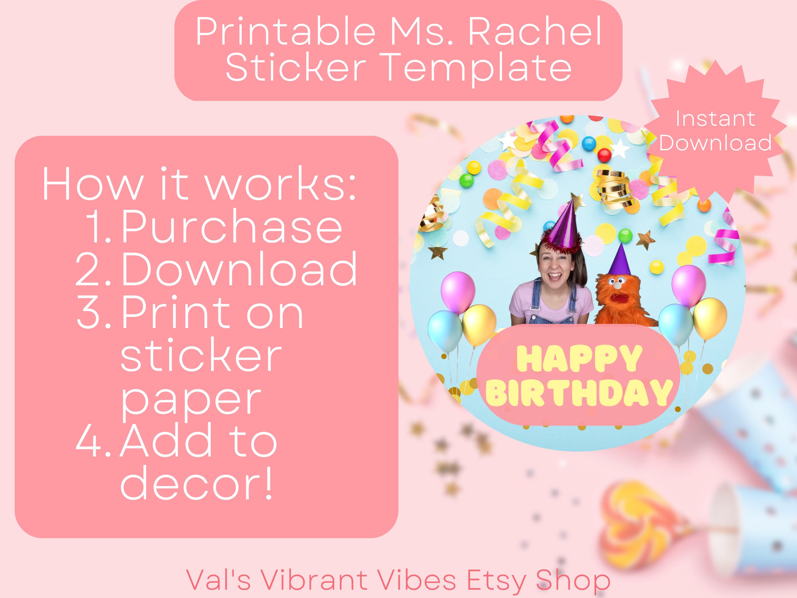 Printable Ms. Rachel Sticker Template Ready-to-print PDF - Etsy UK