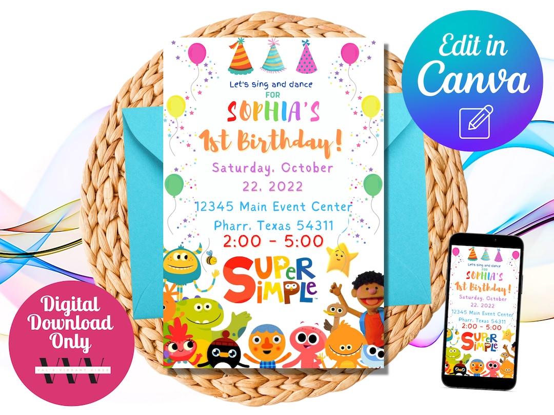 Customized Super Simple Songs Invitation | Print and Digital Invites ...